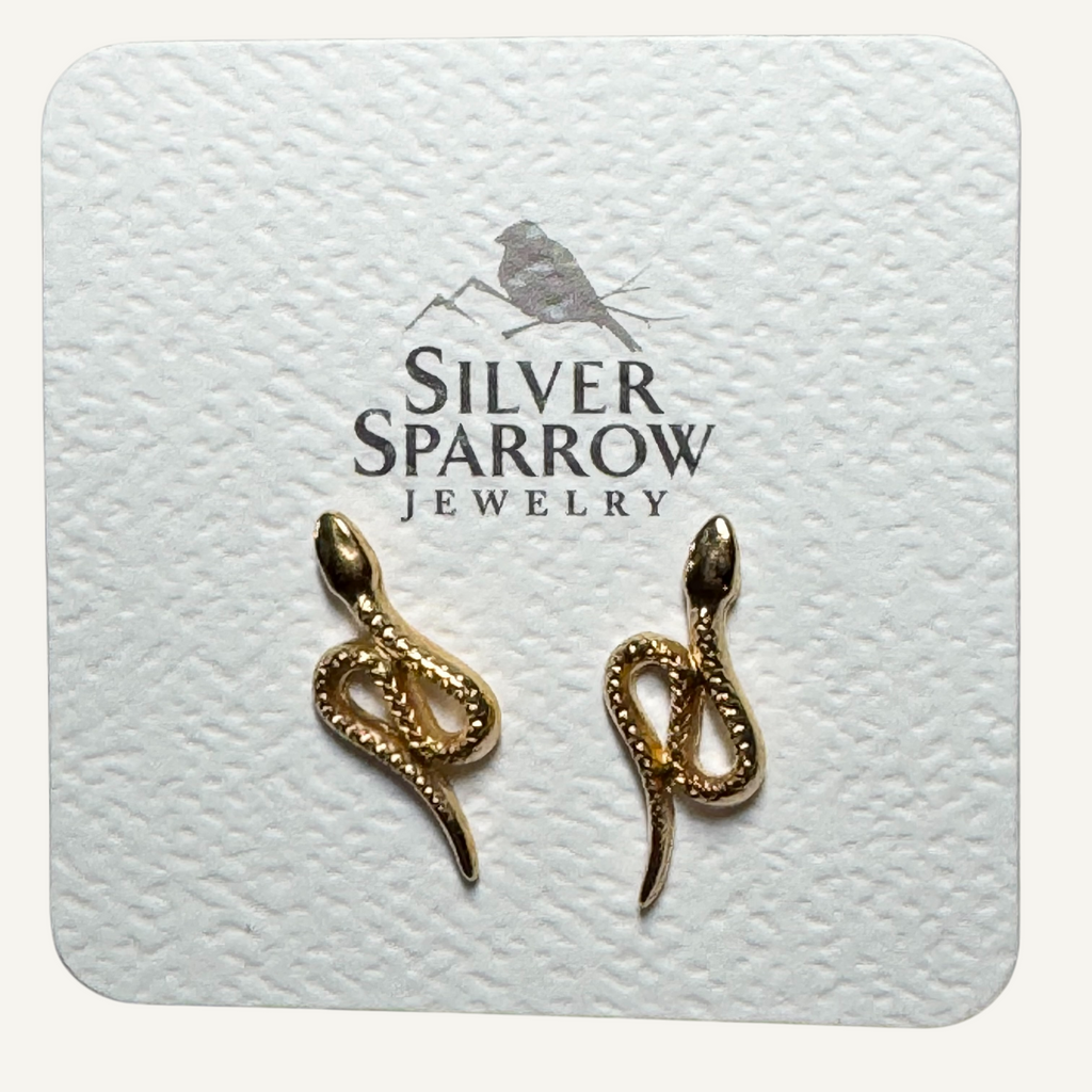 Gold snake stud earrings – Silver Sparrow Jewelry